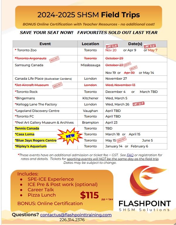 2024/2025 SHSM Field Trips - Flashpoint SHSM Solutions
